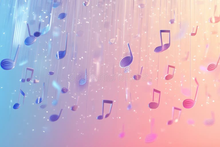 Colorful 3D Music Notes Cascading in a Vibrant Gradient Background at a ...