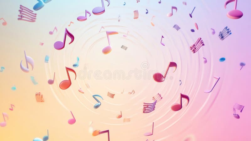 Colorful 3D Music Notes Swirling in a Vibrant Gradient Background ...