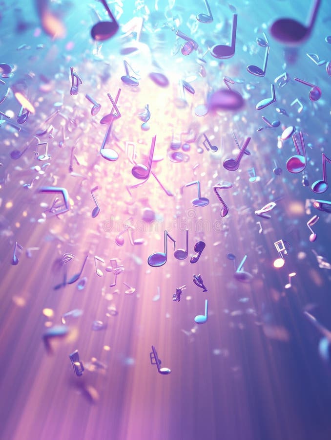 Colorful 3D Music Notes Floating Amidst Vibrant Light Rays Creating a ...