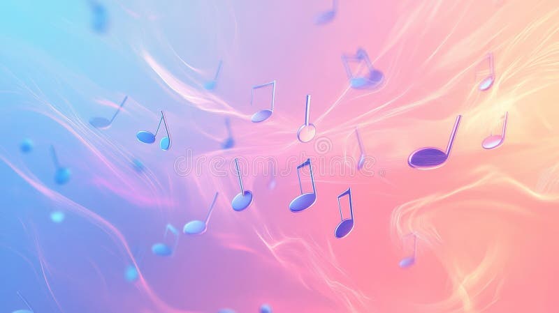 Colorful 3D Music Notes Floating in a Vibrant Background of Soft Pastel ...