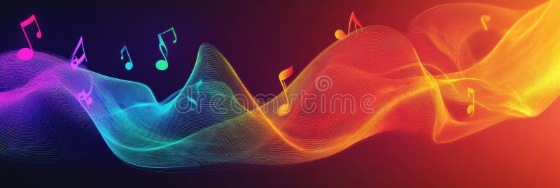 Vibrant 3D Music Notes Flowing through Colorful Abstract Waves in a ...