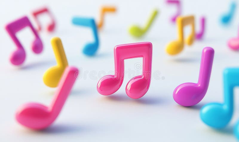 Colorful 3D Music Notes on a Light Background Stock Illustration ...