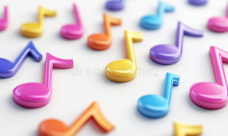 Colorful Music Notes White Background
