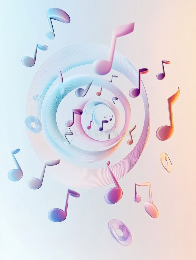 Vibrant 3D Music Notes Swirling in a Gradient Background Creating a ...