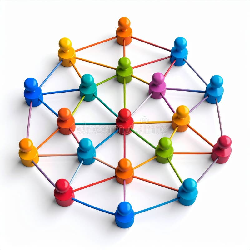 Colorful 3D Network of Connected Figures Stock Illustration ...