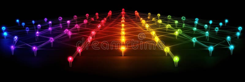 Colorful 3D Network Visualization with Light Nodes Displaying a Vibrant ...