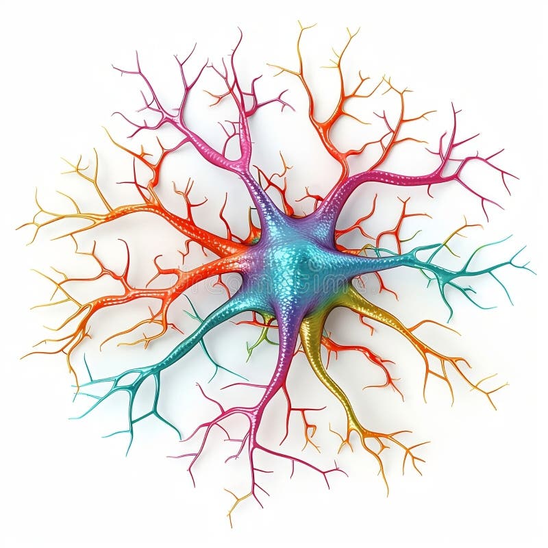Colorful 3d Neuron Isolated on White Background. Generative AI Stock ...