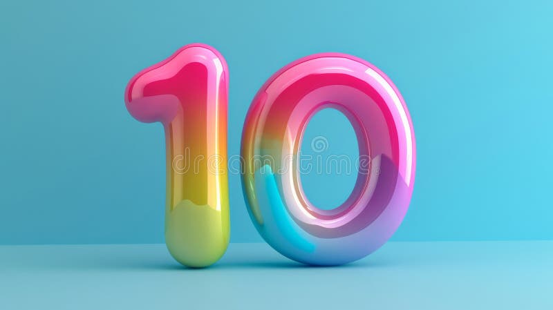 Colorful 3d Number 10 Against Blue Background, Creative Design ...