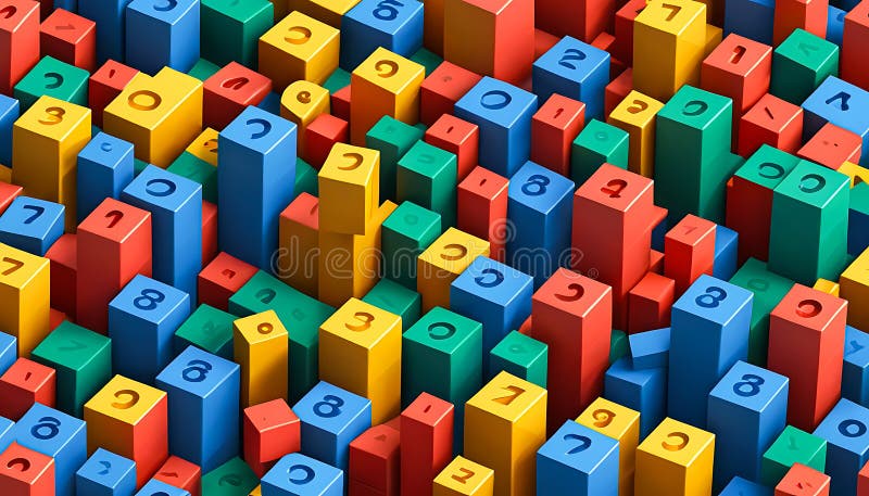 Colorful 3D Number Blocks stock image. Image of font - 375265577