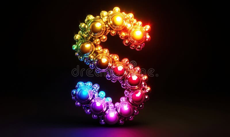 Colorful 3D Number Five with Glossy Bubbles and Vibrant Rainbow ...