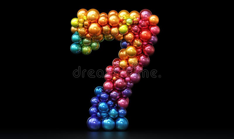 Colorful 3D Number 7 Made of Glossy Bubbles in Rainbow Colors Stock ...