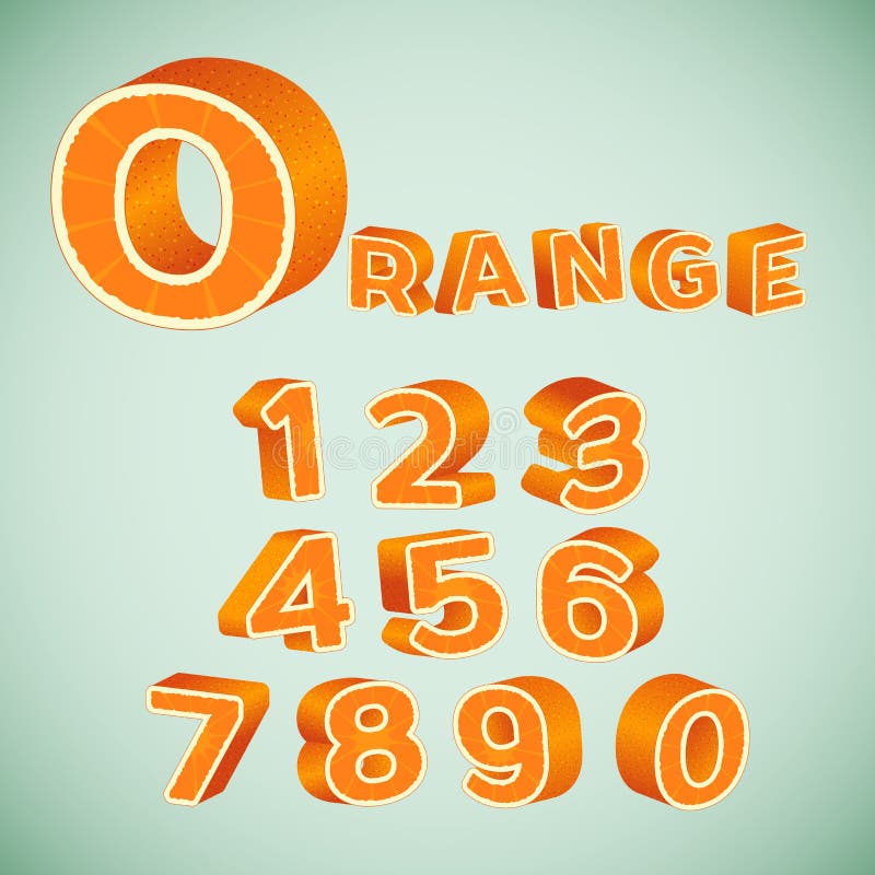 Colorful 3d Numbers with Orange Pattern Stock Vector - Illustration of ...