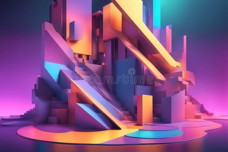 Colorful 3d Objects, Abstract and Creative Background, Horizontal ...