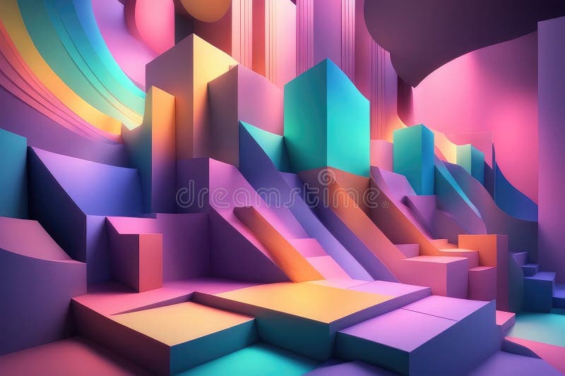 Colorful 3d Objects, Abstract and Creative Background, Horizontal ...