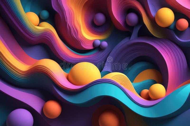 Colorful 3d Objects, Abstract and Creative Background, Horizontal ...