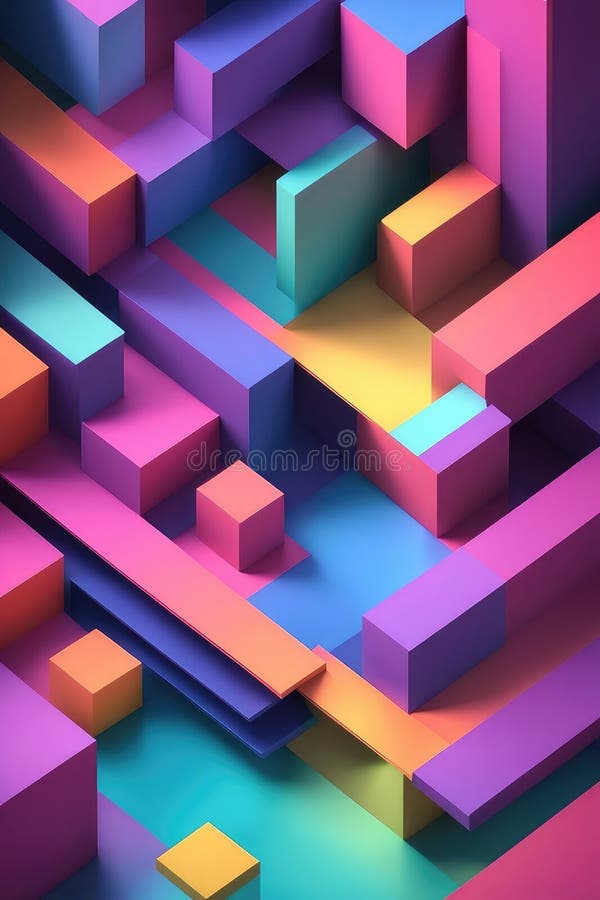 Colorful 3d Objects Abstract, Vertical Composition Stock Illustration ...