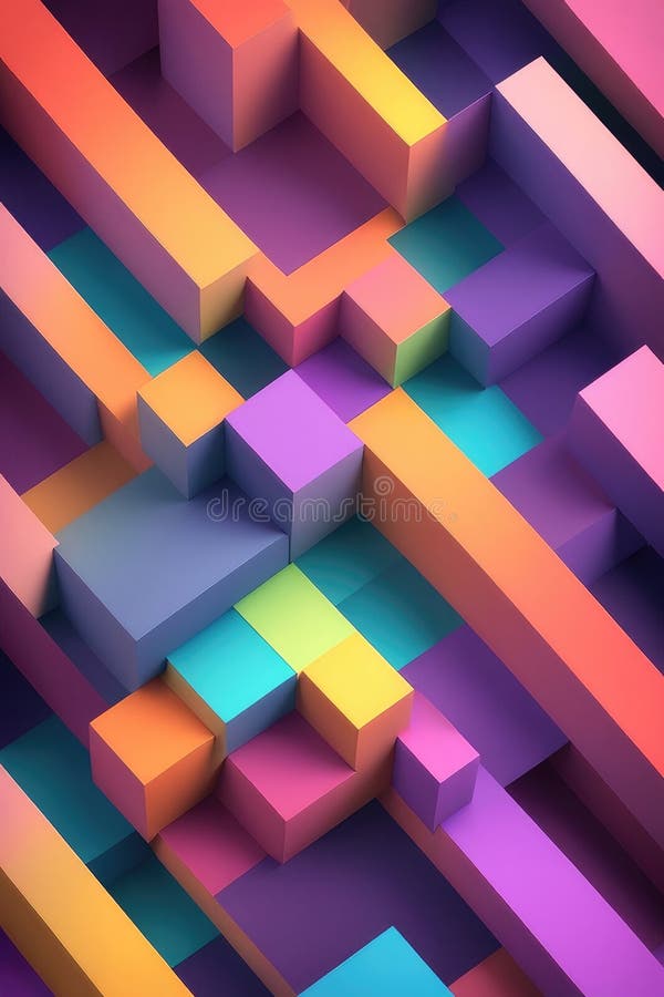 Colorful 3d Objects Abstract, Vertical Composition Stock Illustration ...