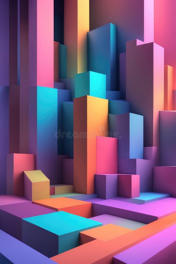 Colorful 3d Objects Abstract, Vertical Composition Stock Illustration ...