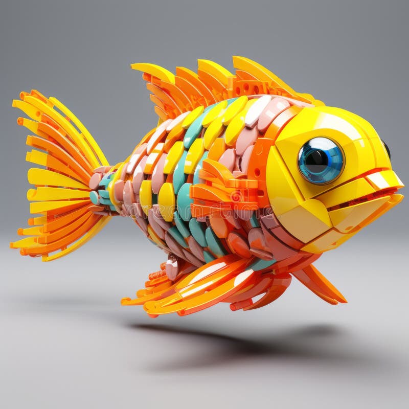 Colorful 3d Orange Fish Model with Contemporary Candy-coated Style ...