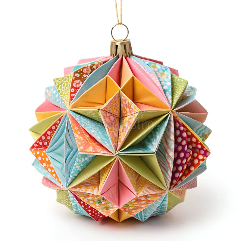 Colorful 3D Origami Ornament Stock Illustration - Illustration of party ...