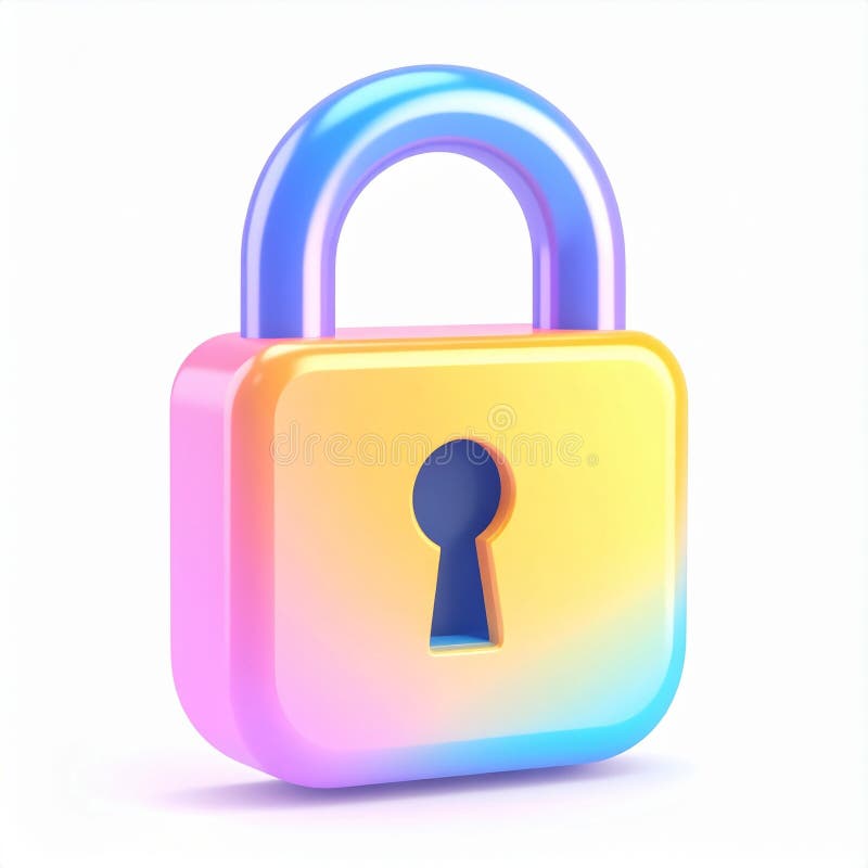 Colorful 3D Padlock Icon: Pastel Gradient Security Symbol Stock ...