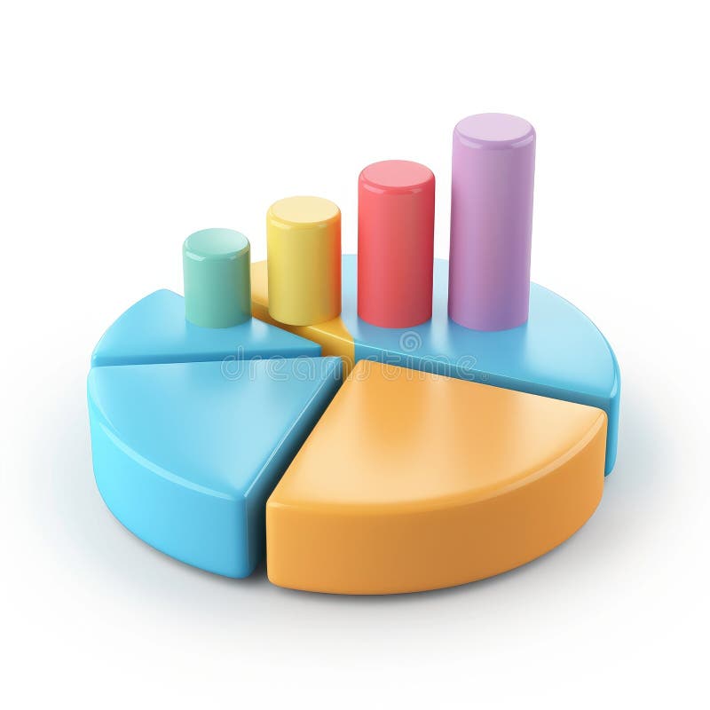Colorful 3D Pie Chart and Bar Graph Showing Business Growth and ...