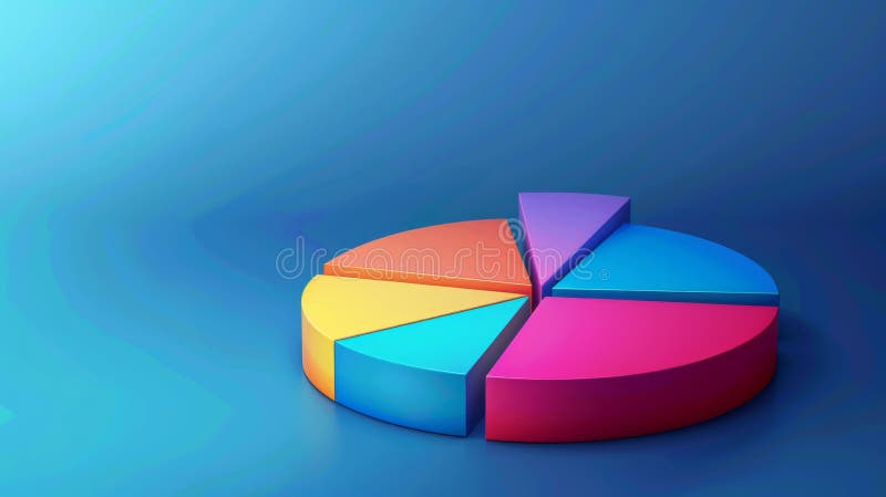 Colorful 3D Pie Chart on Blue Background for Data Visualization and ...