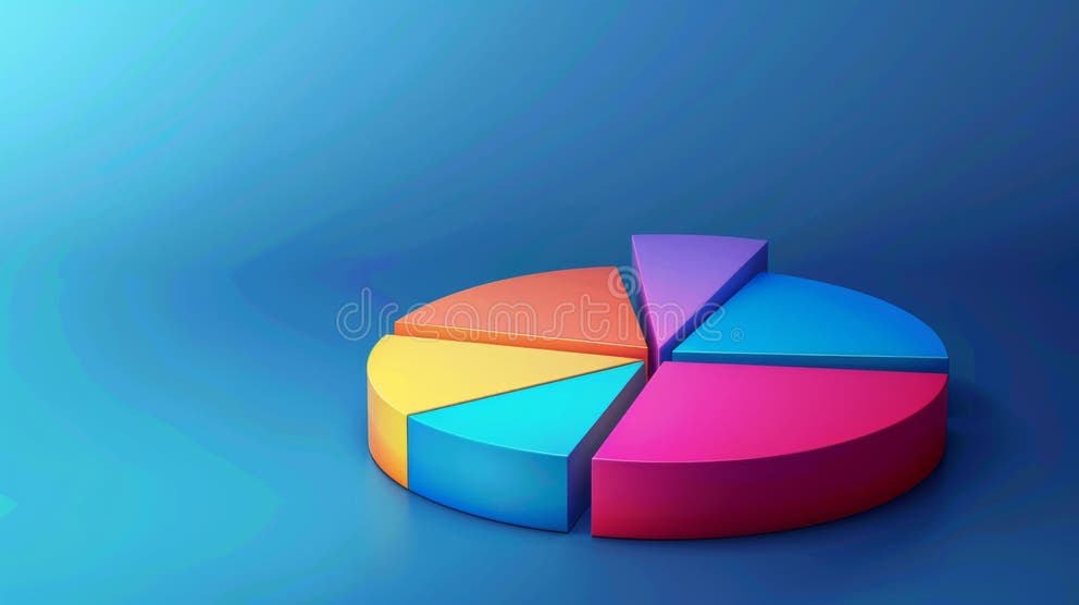 Colorful 3D Pie Chart on Blue Background for Data Visualization and ...