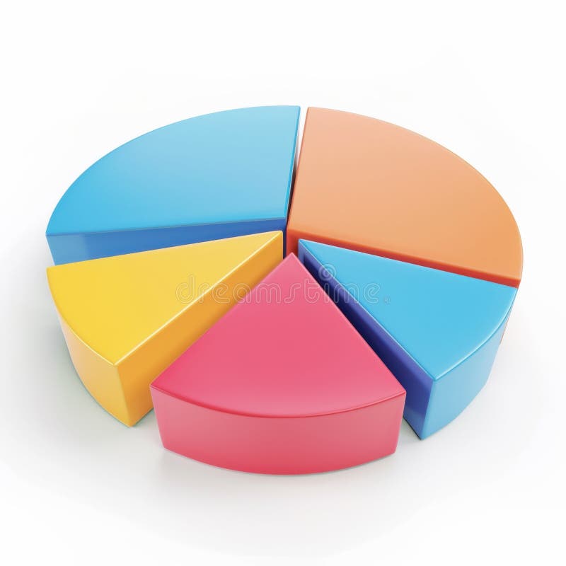 Colorful 3d Pie Chart with Five Segments on White Background Stock ...