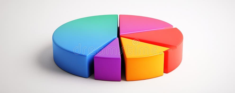 Colorful 3d Pie Chart with Gradient Sections Stock Photo - Image of ...