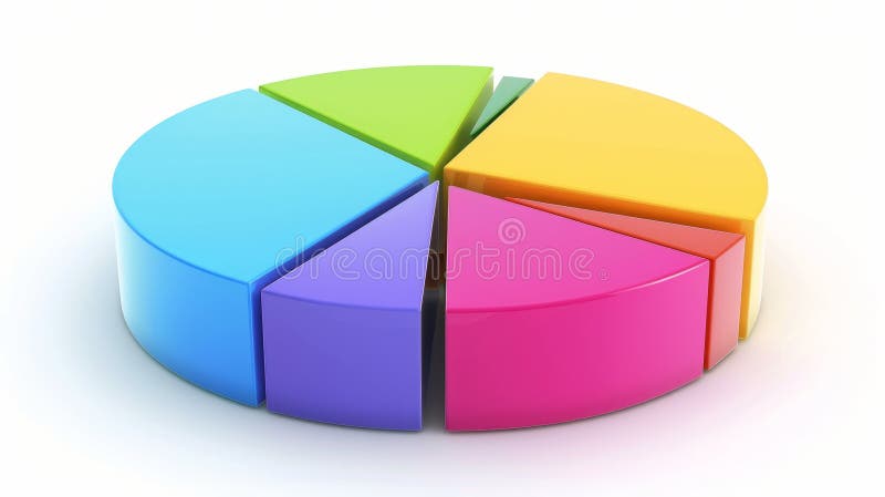 Colorful 3D Pie Chart Graphic Illustration on White Background Stock ...