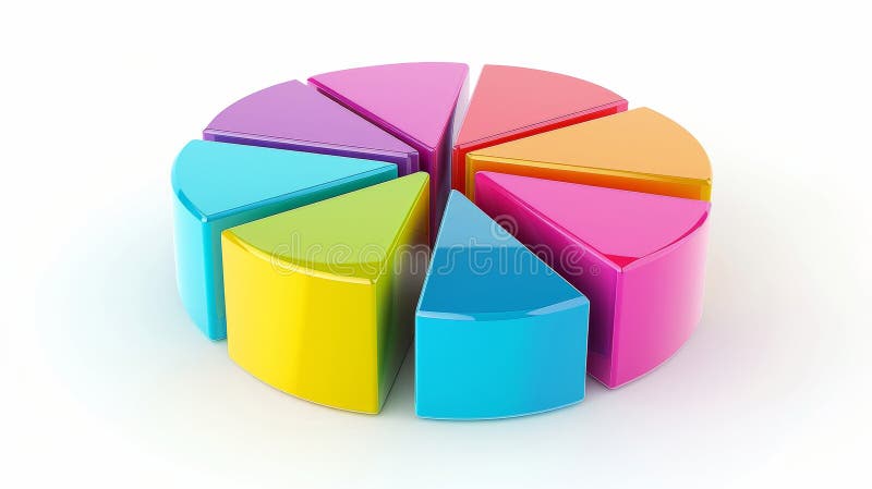 Colorful 3D Pie Chart Graphic Illustration on White Background Stock ...