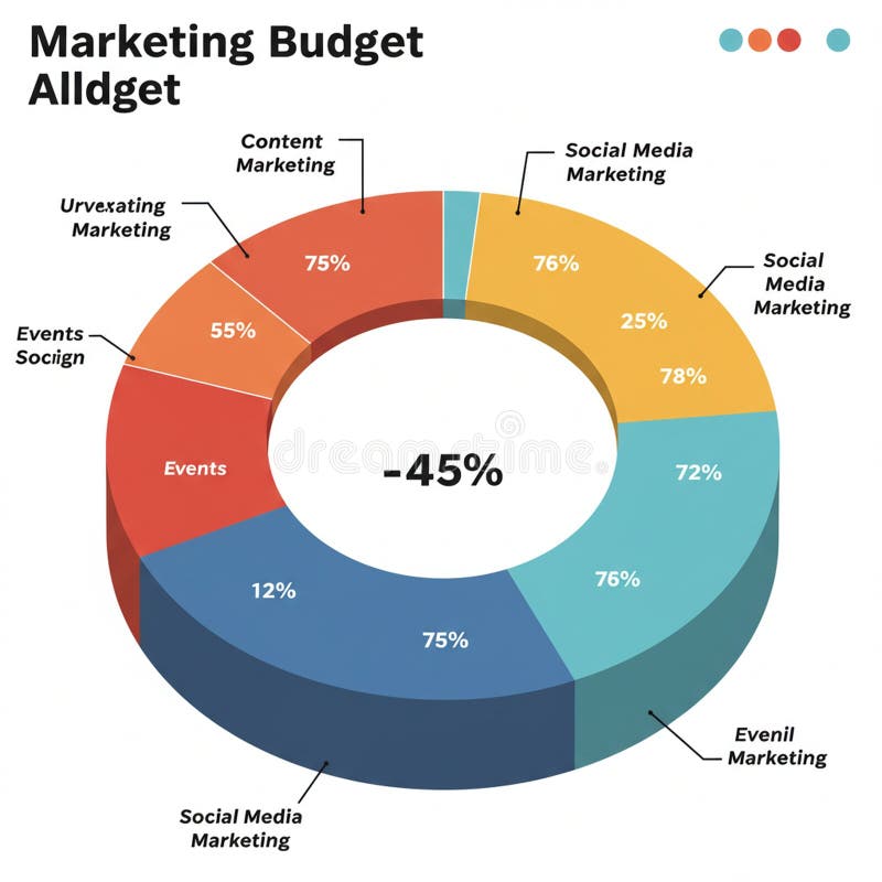 A Colorful 3D Pie Chart Labeled "Marketing Budget Alldget" Shows ...