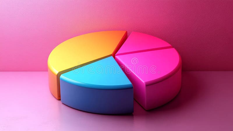 Colorful 3d Pie Chart on a Pink Background, Vibrant Business and Data ...