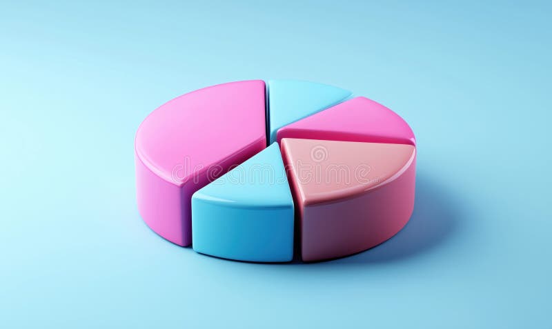 Colorful 3D Pie Chart Representation of Data Segments with Pink and ...