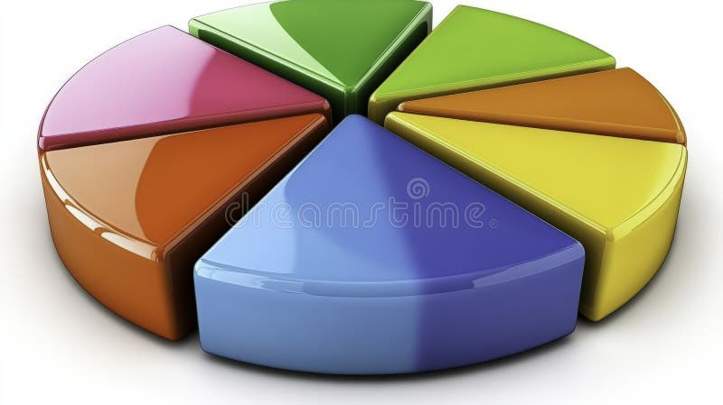 Colorful 3D Pie Chart with Six Slices. Stock Illustration ...
