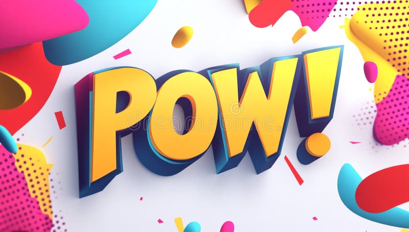 Colorful 3D POW Comic Book Text Effect with Abstract Background Stock ...