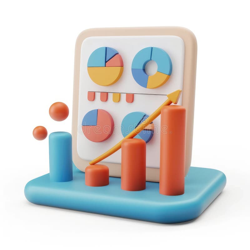 3D Render of Colorful Business Growth Charts and Graphs Stock ...