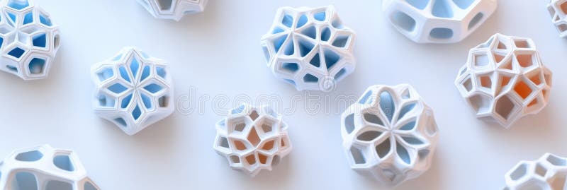 Colorful 3D Printed Geometric Sculptures Displayed on a Light ...