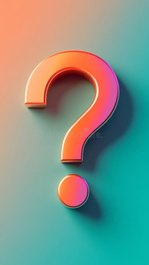 Colorful 3D Question Mark on Gradient Orange and Teal Background ...