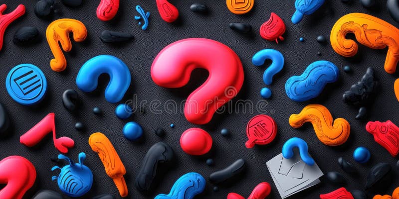 Colorful 3D Question Marks Pattern on Dark Background Stock Photo ...