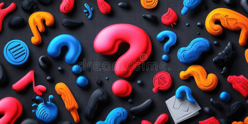 Colorful 3D Question Marks Pattern on Dark Background Stock Photo ...