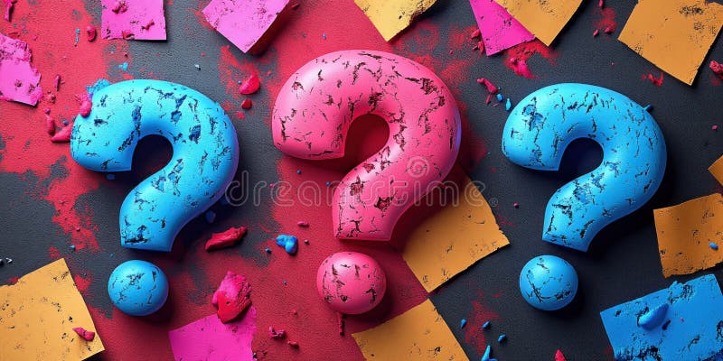 Colorful 3D Question Marks Pattern on Dark Background Stock Photo ...