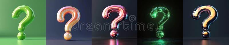 Colorful 3D Question Marks with Shiny and Glowing Effects Stock Photo ...