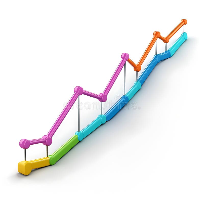 Colorful 3D Render of an Ascending Line Graph Illustrating Growth and ...