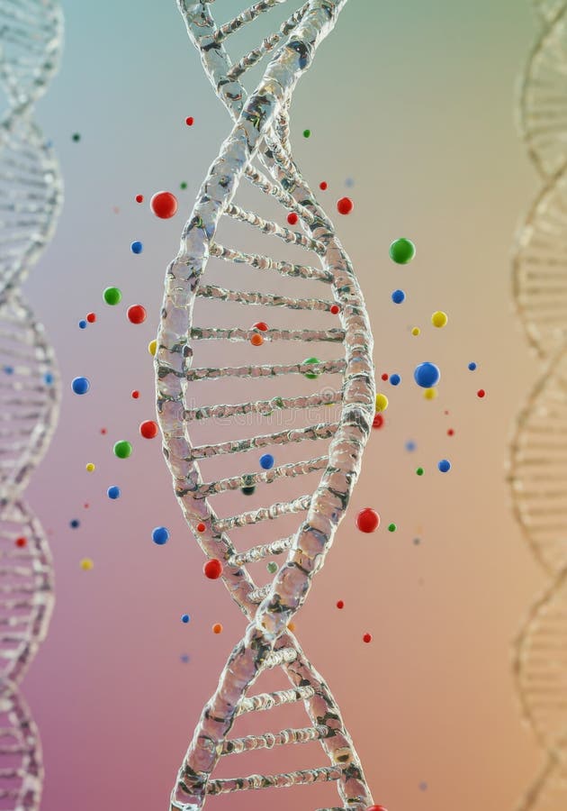 Colorful 3D Render of DNA Double Helix with Spheres Stock Illustration ...