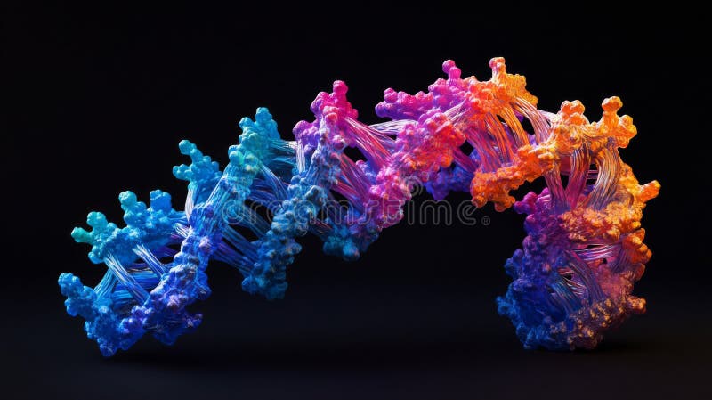 Colorful 3D Render of a DNA Helix on Black Background Stock ...