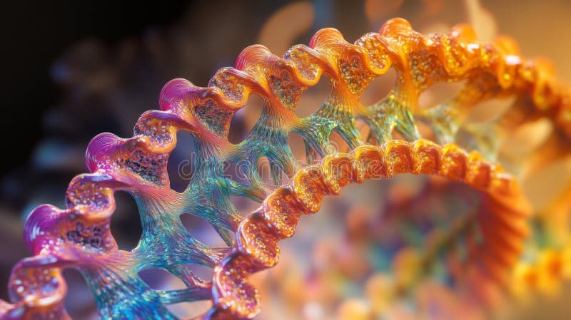 Colorful 3D Render of a DNA Helix Structure Stock Illustration ...