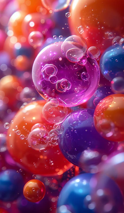 Colorful 3d Render of Vibrant Bubbles in Various Shades of Red, Purple ...