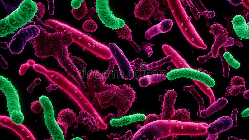 Microbial Universe: a Dynamic Tapestry of Life Stock Illustration ...